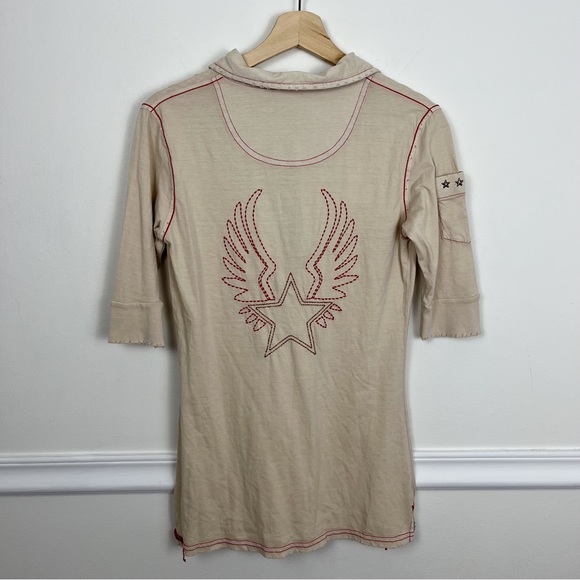 Project E | Tops | Project E Cream Half Sleeve Angel Wings Star ...